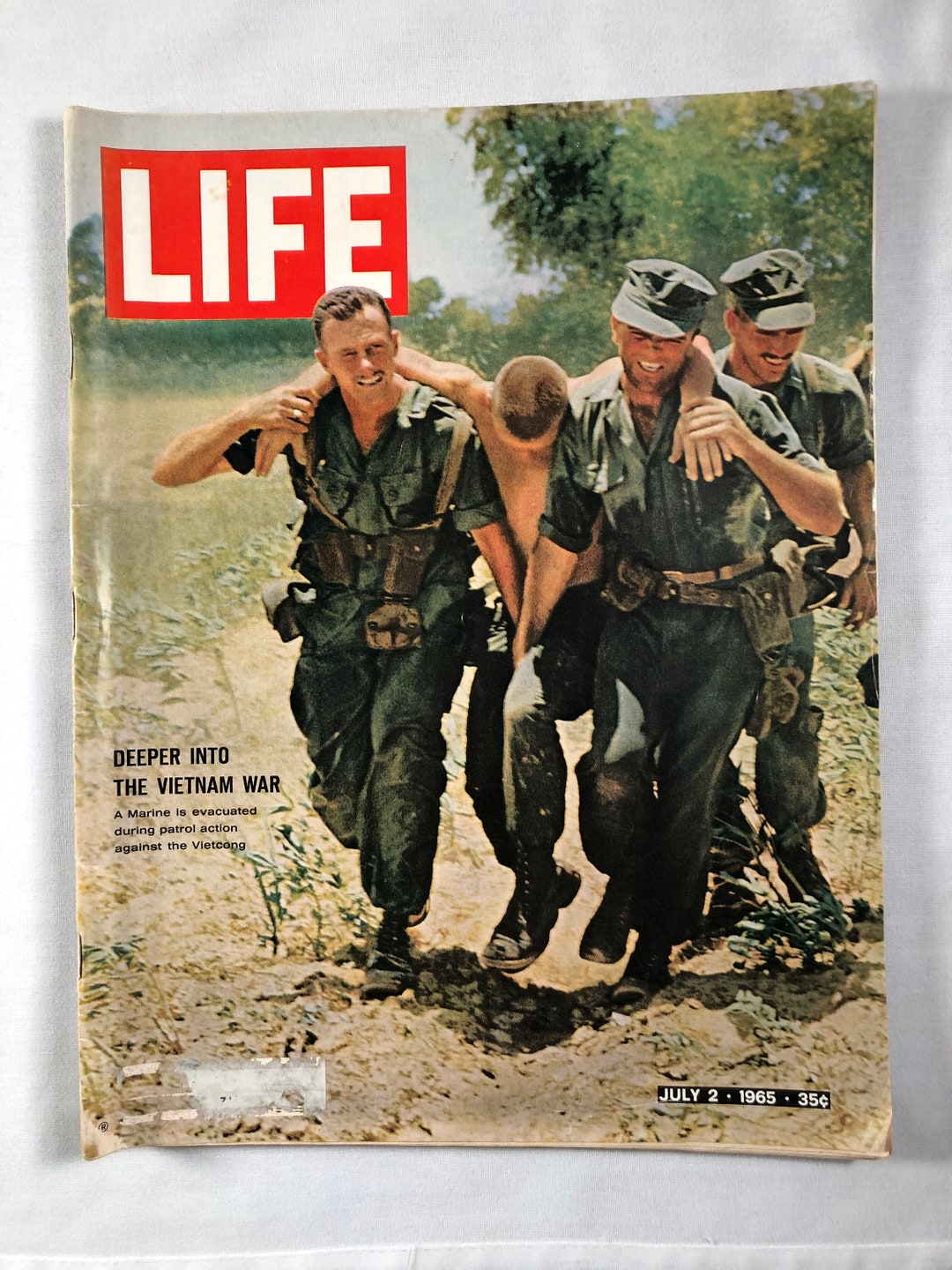 July 2 1965 Life Magazine the Vietnam War Wounded Marine is Evacuated ...