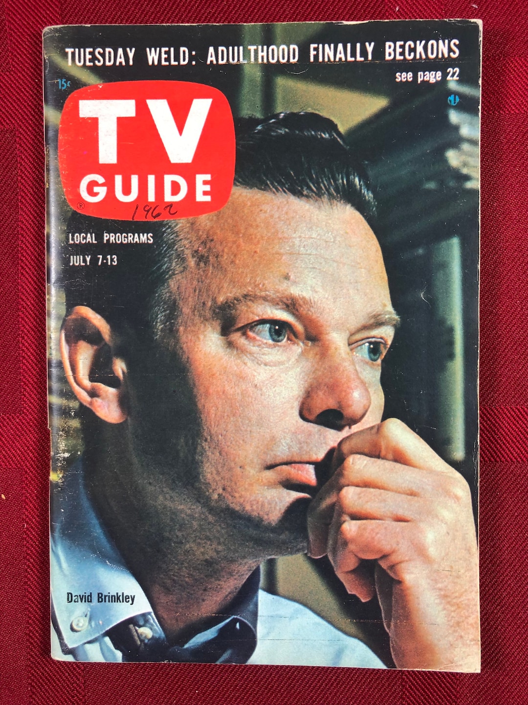 Week of July 7 to 13 1962 TV Guide David Brinkley on Cover Vol 10 ...