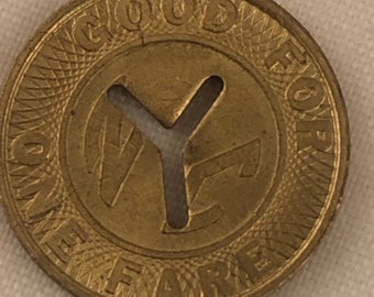1970 to 1980 NYC Large Y Subway Token Center Y Cut Out MTA NYCTA New ...