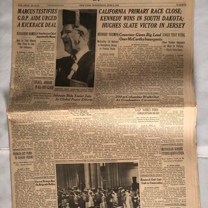 June 5 1968 the New York Times Newspaper Robert Kennedy Wins in South ...