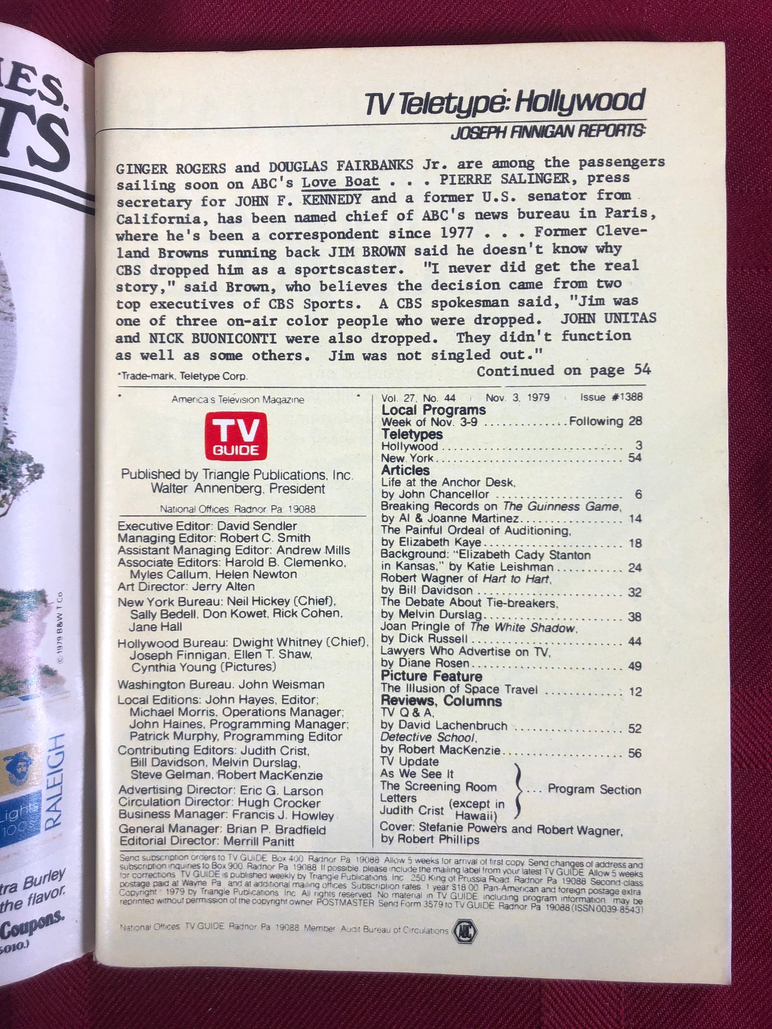 November 3 to 9 1979 TV Guide Stefanie Powers Robert Wagner Hart to ...