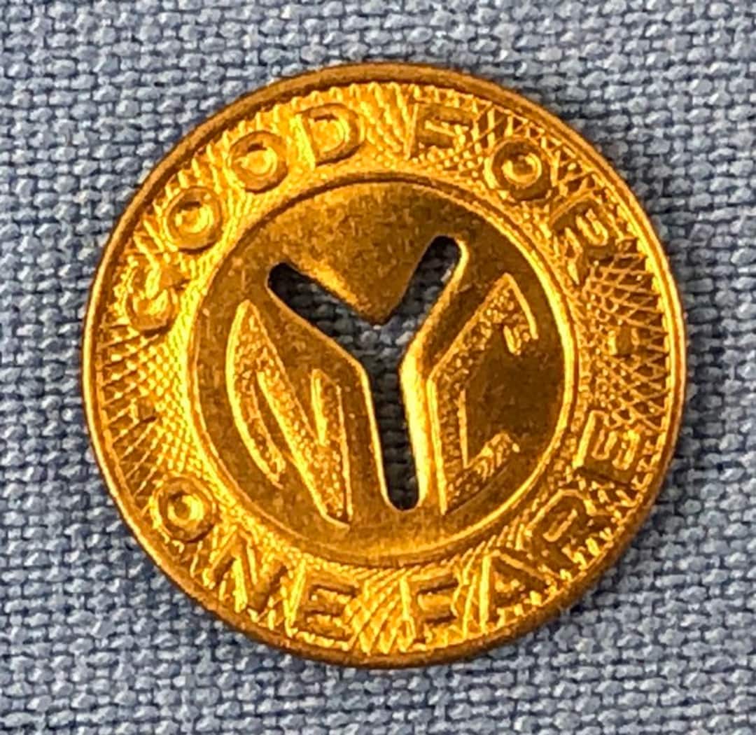 High Grade 1953 1970 NYC Small Subway Token Cut Out Center Y MTA NYCTA ...