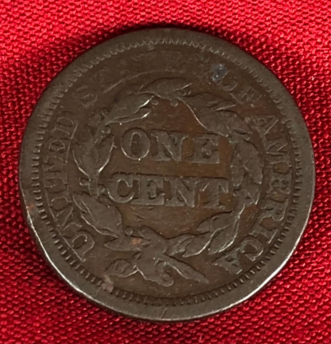 1845 Braided Hair Large Cent Fine Condition US One Penny F Genuine USA ...