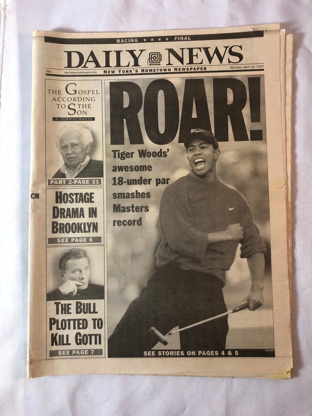 April 14 1997 New York Daily News Newspaper Tiger Woods Wins Masters ...