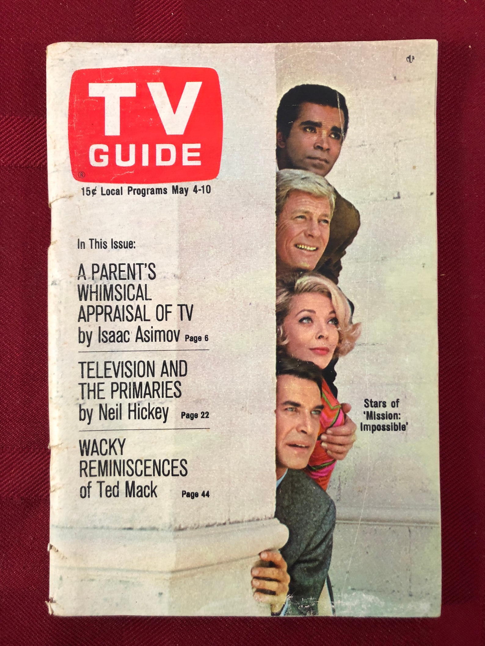 May 4 10 1968 TV Guide Cast Stars of Mission Impossible on Cover Vol 16 ...