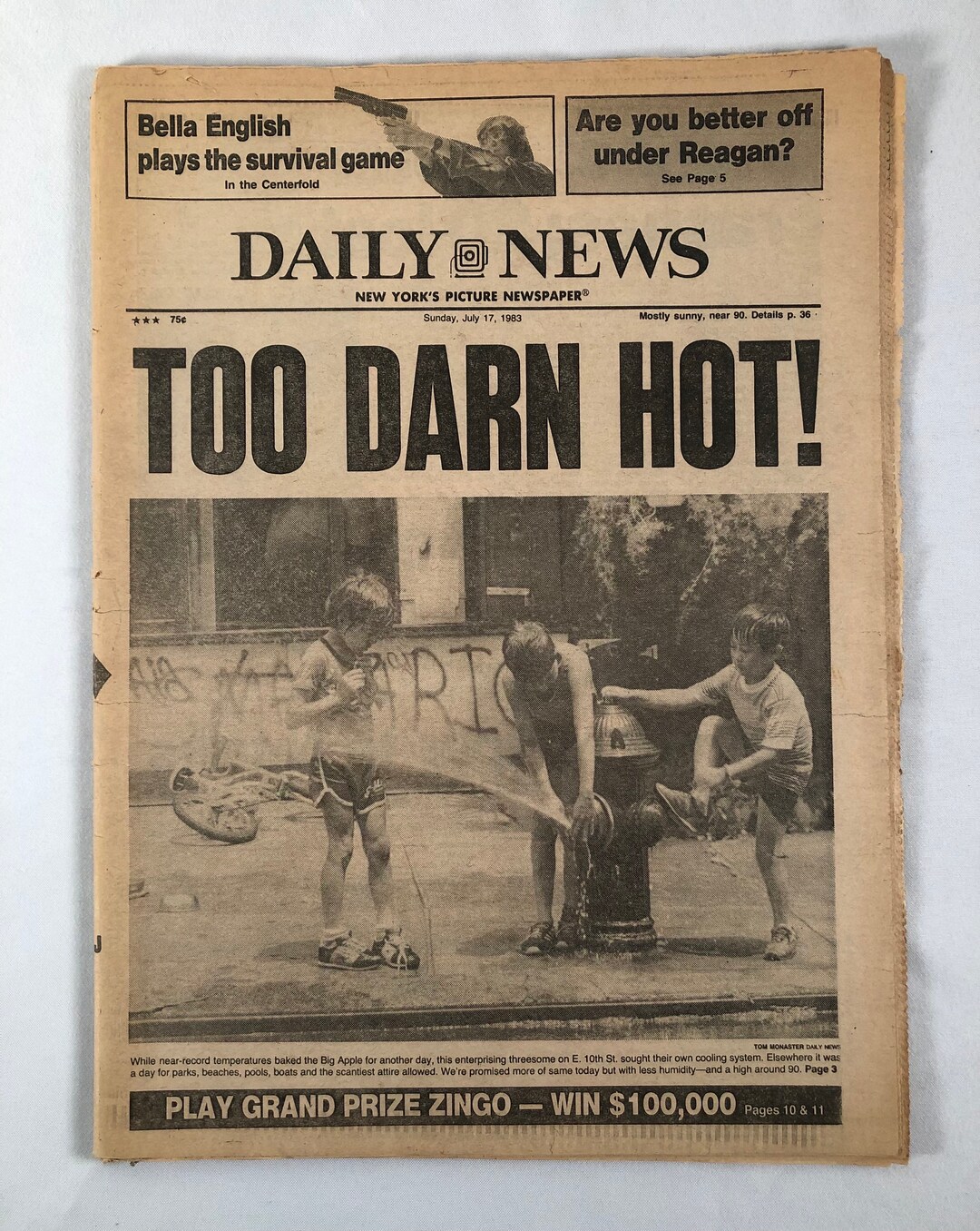 July 17 1983 New York Daily News Newspaper Too Darn Hot Headlines ...