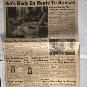 April 1 1969 Columbus Citizen Journal Newspaper Dwight Eisenhower En ...