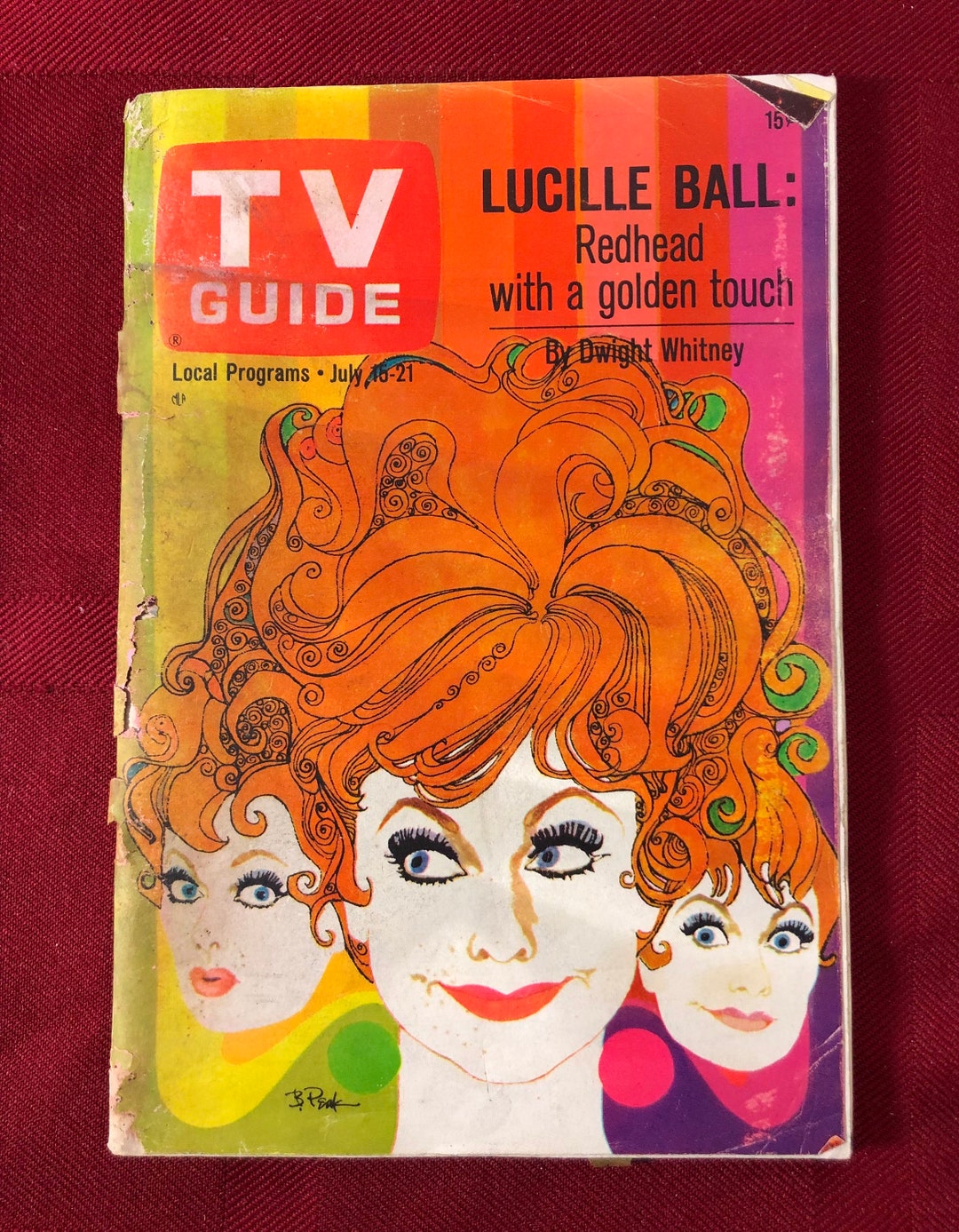 Week of July 15 to 21 1967 TV Guide Lucille Ball on Cover Vol 15 Number ...