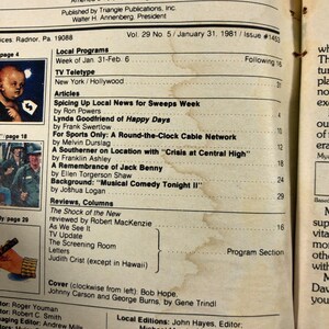 January 31 1981 TV Guide Bob Hope Johnny Carson and George Burns on ...