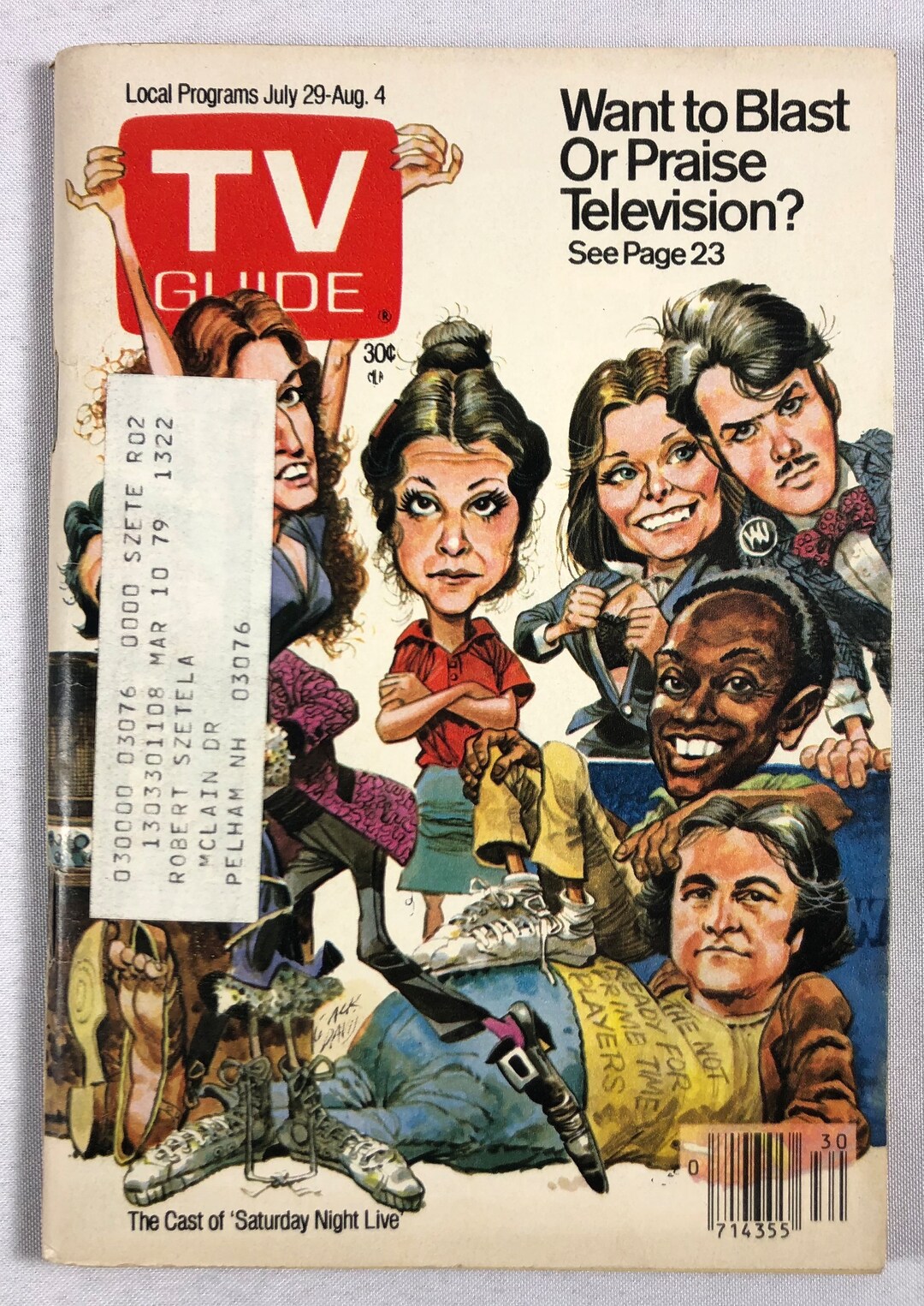 July 29 1978 TV Guide the Cast of Saturday Night Live on Cover Vol 26 ...