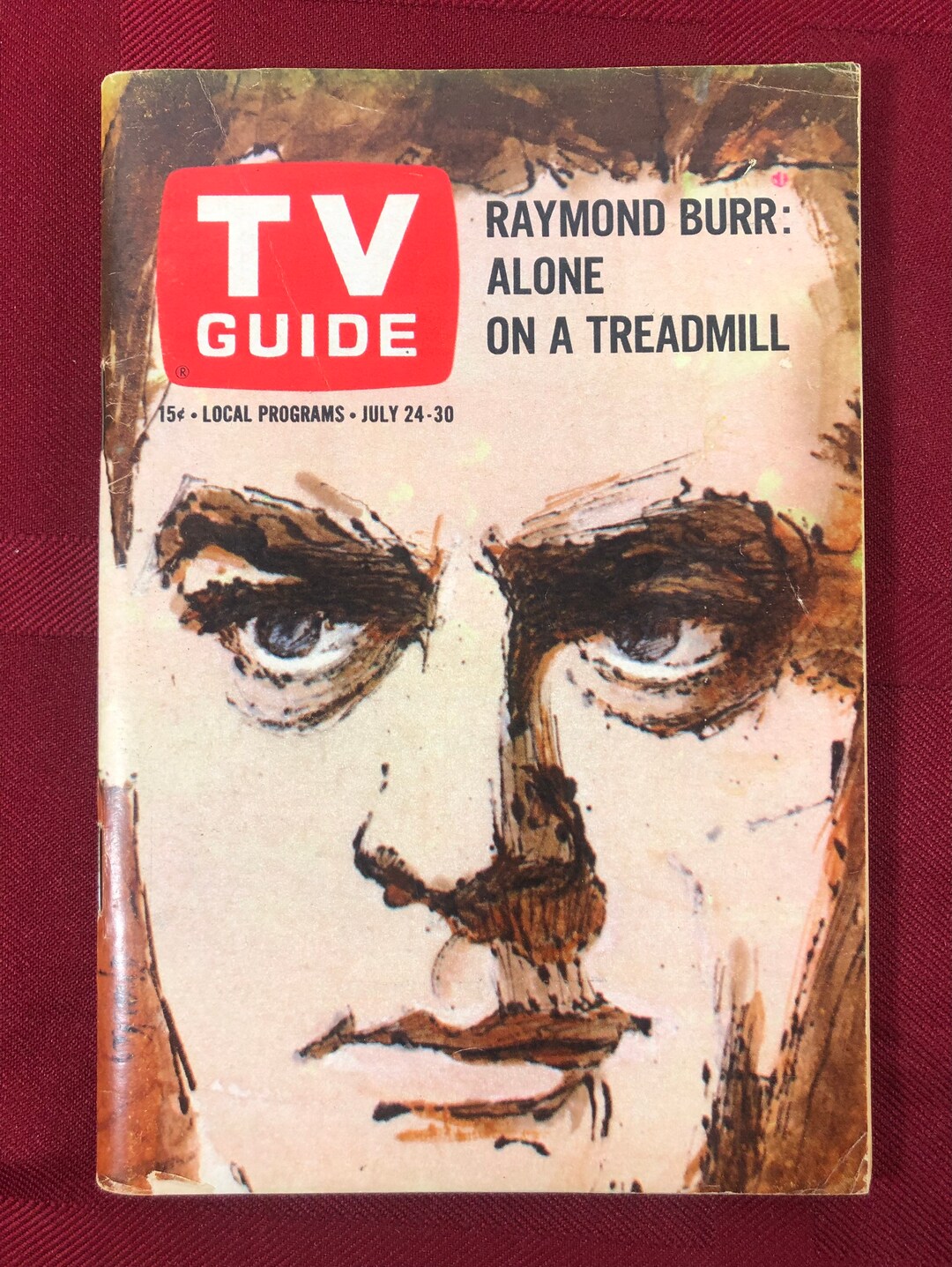 Week of July 24 to 30 1965 TV Guide Raymond Burr Alone on a Treadmill ...