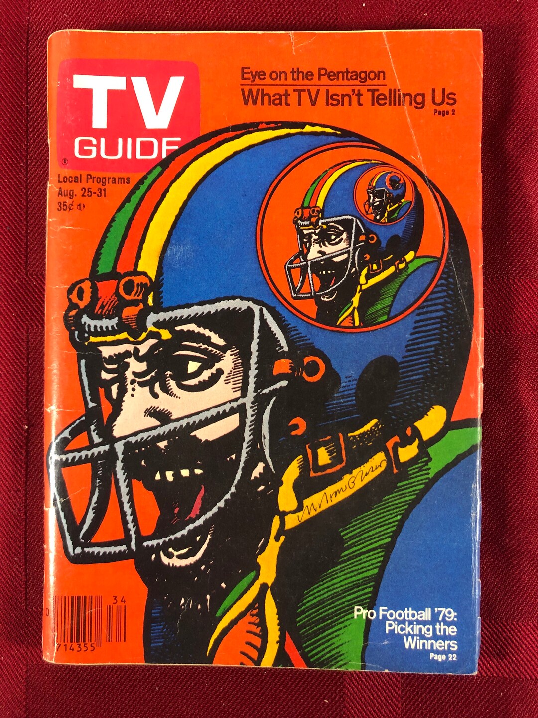 Week of August 25 to 31 1979 TV Guide NFL Pro Football '79 on Cover Vol ...