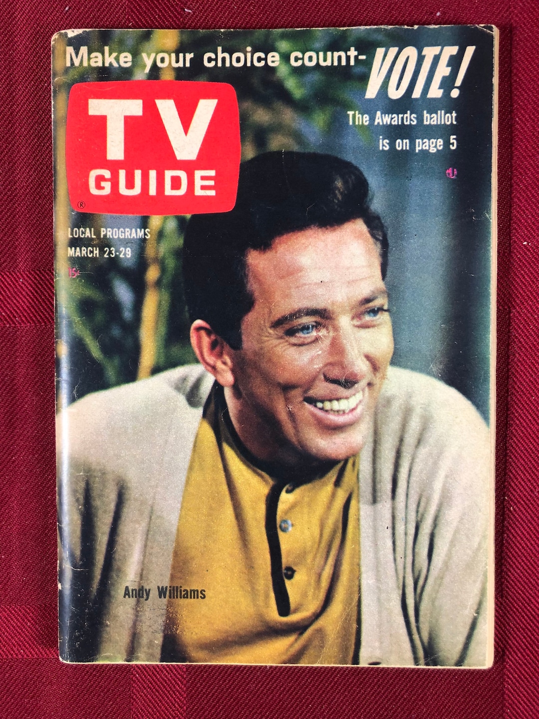 Week March 23 to 29 1963 TV Guide Andy Williams on Cover Vol 11 Number ...