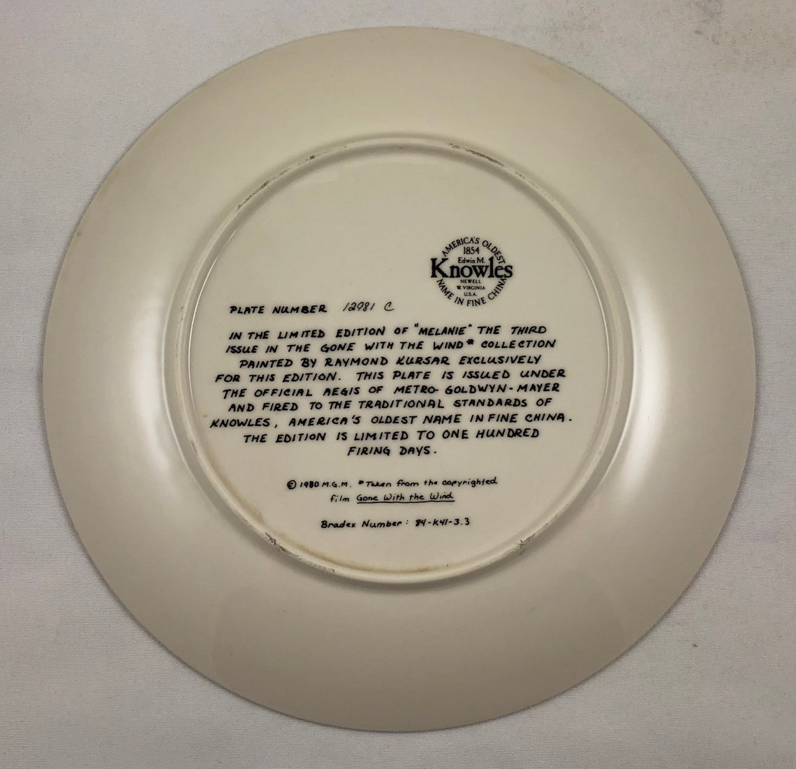 1980 Gone With the Wind Collectors Plate Melanie Painted by - Etsy