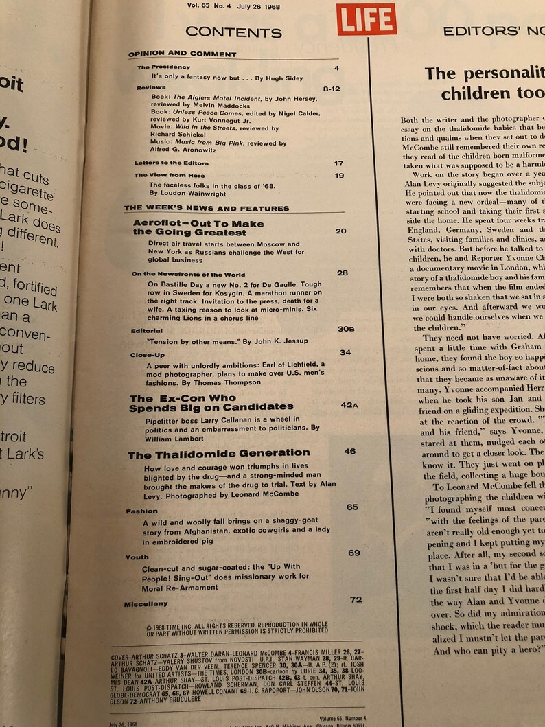July 26 1968 Life Magazine Aboard First Flights New York to Moscow ...
