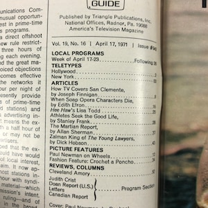 April 17 23 1971 TV Guide Paul Newman on Cover Vol 19 Number 16 Issue ...