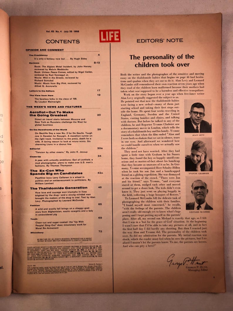 July 26 1968 Life Magazine Aboard First Flights New York to Moscow ...