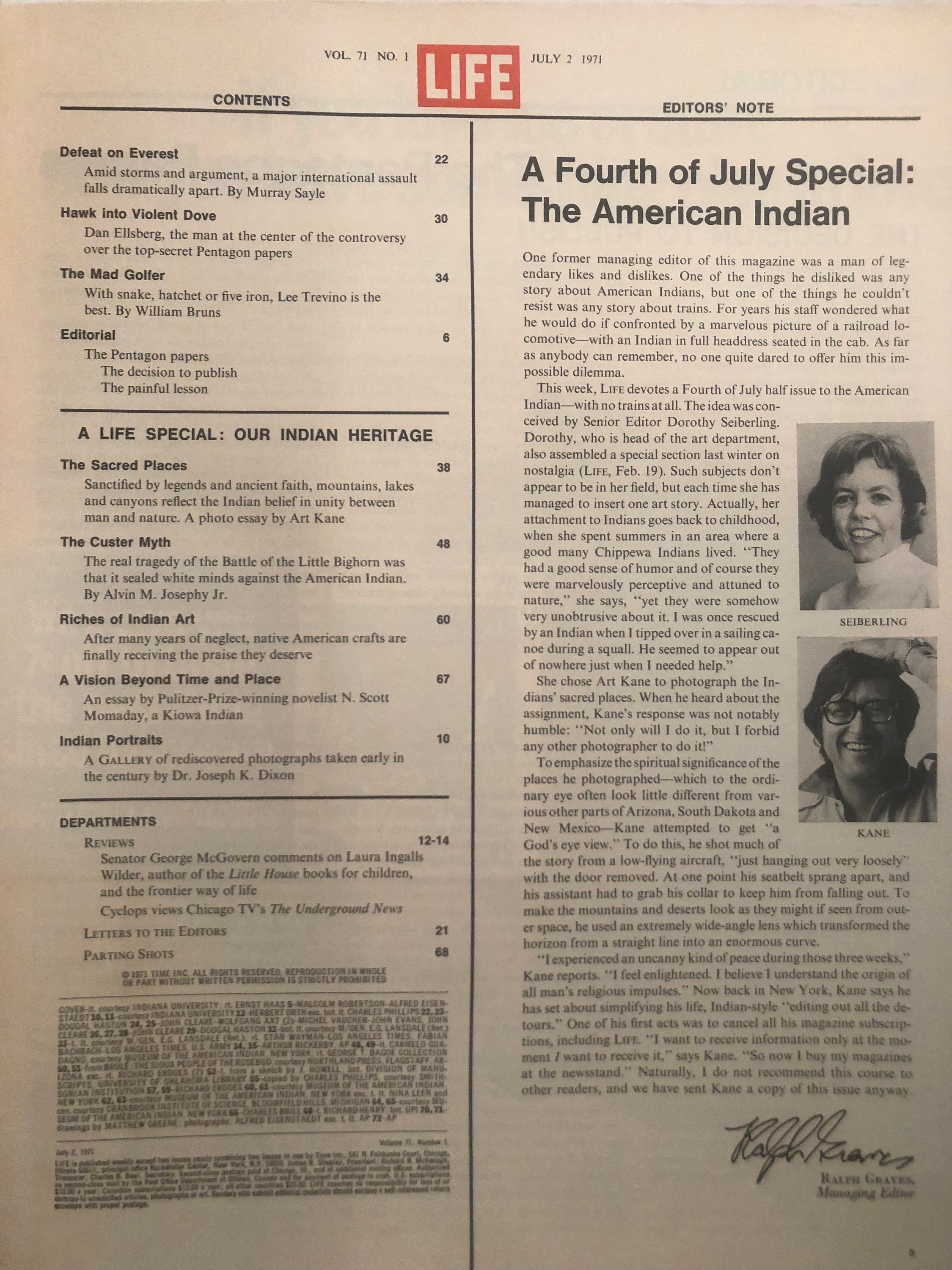 July 2 1971 Life Magazine Our Indian Heritage Cover Vintage American ...