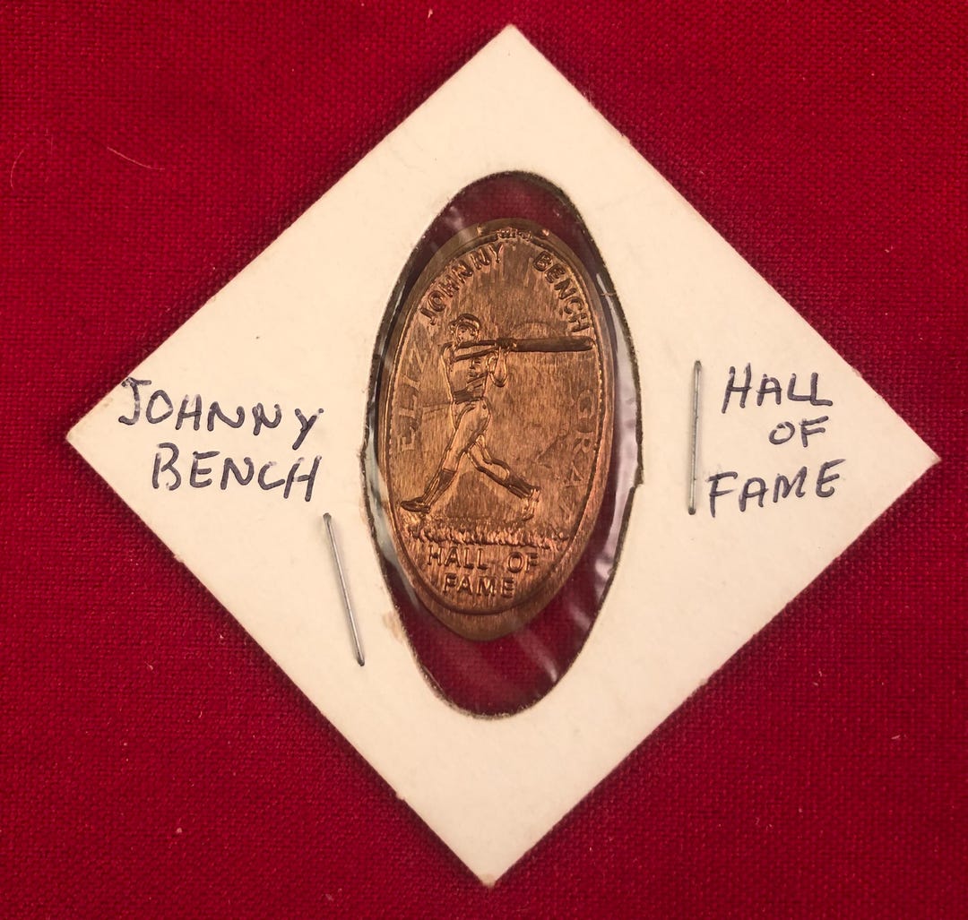 Pressed Penny Johnny Bench Hall of Fame Elongated Souvenir Coin on a ...