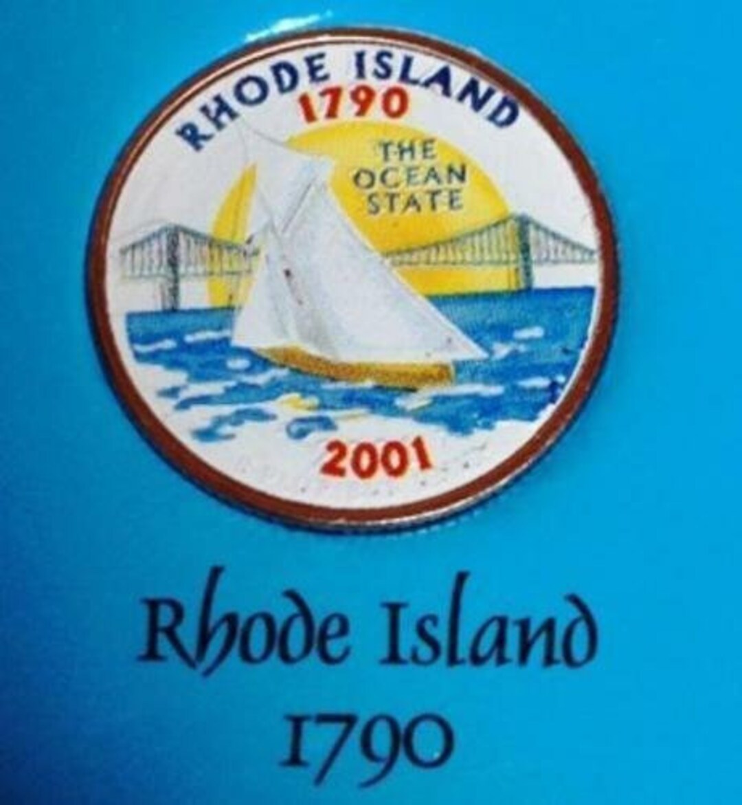 Colorized Rhode Island 2001-D State Quarter Denver Mint Genuine US Coin ...