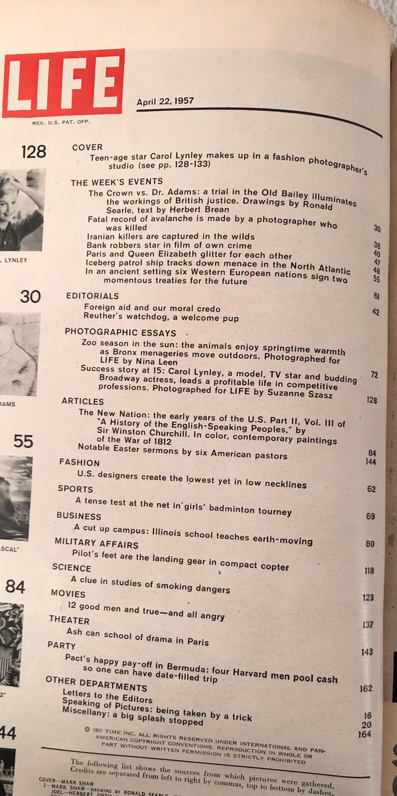 April 22 1957 Life Magazine Carol Lynley at 15 Busy Career Girl on ...