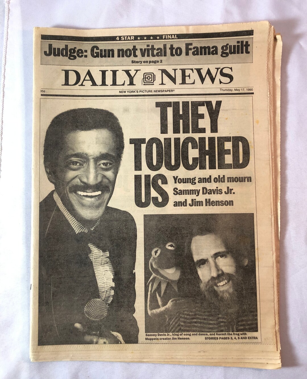 May 17 1990 New York Daily News Newspaper Sammy Davis Jr and Jim Henson ...