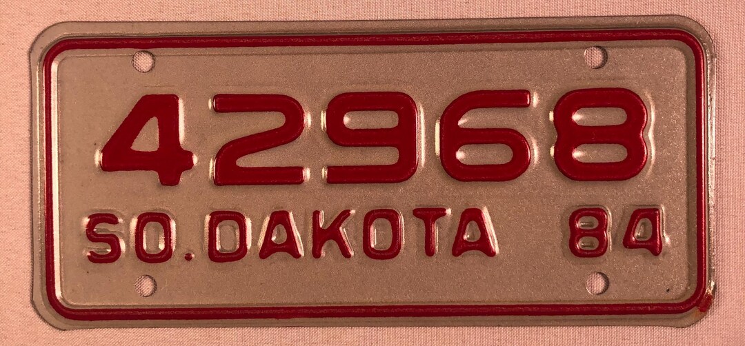 1984 South Dakota Motorcycle License Plate 42968 Vintage SD MC Plate ...