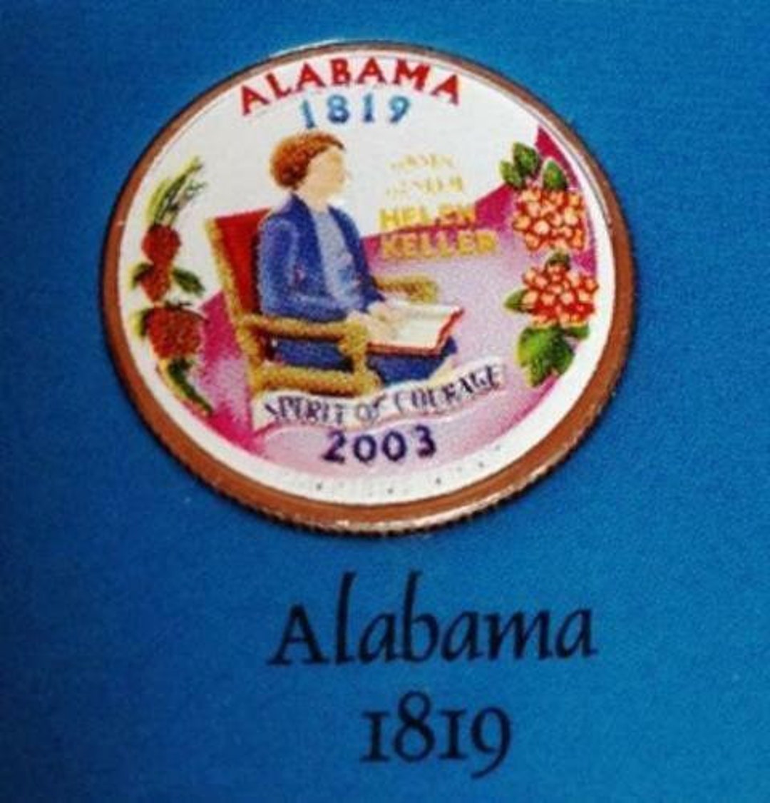 Colorized Alabama 2003-P State Quarter Philadelphia Mint Genuine US ...