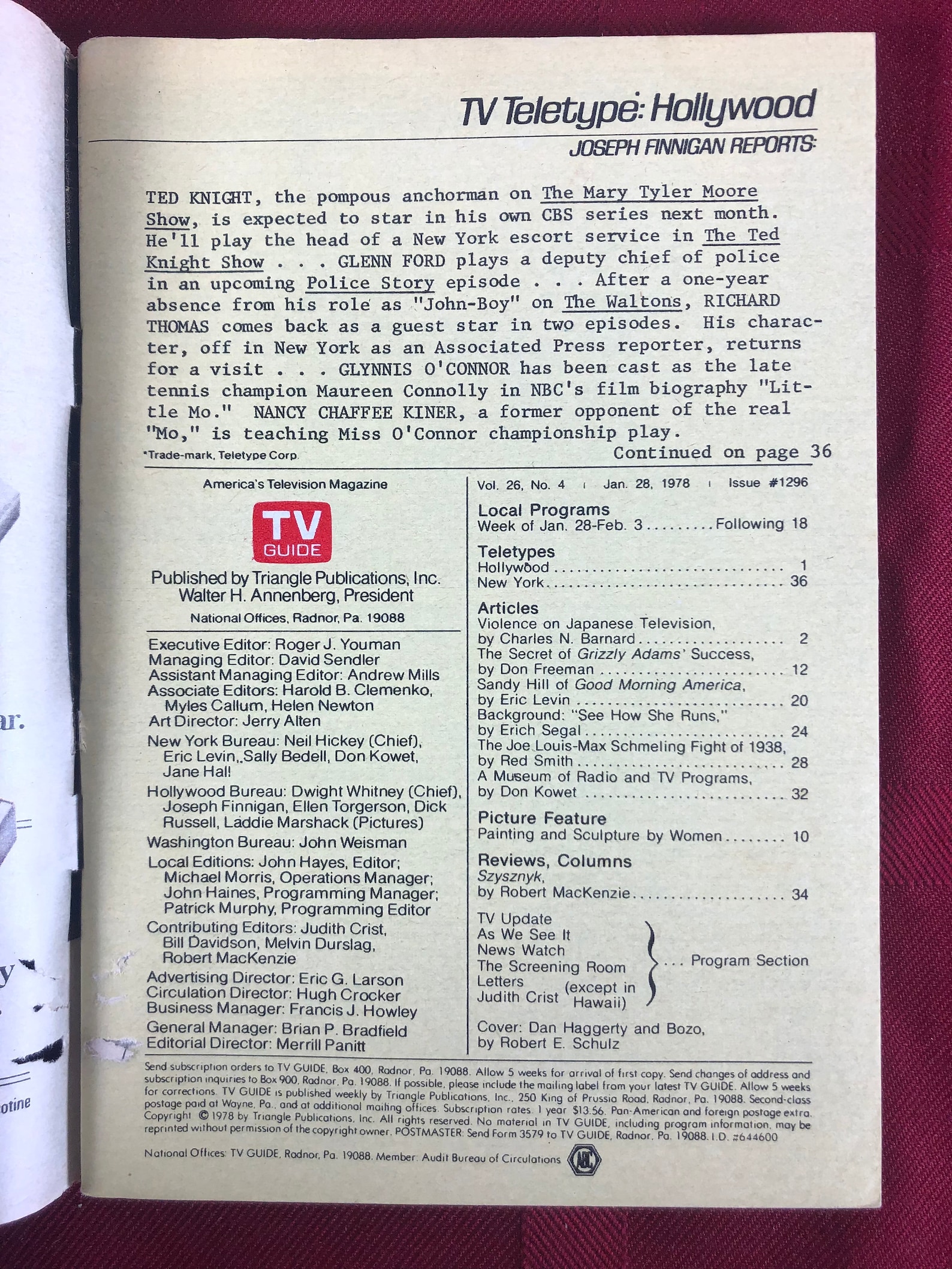 January 28 to February 3 1978 TV Guide the Life and Times of Grizzly ...