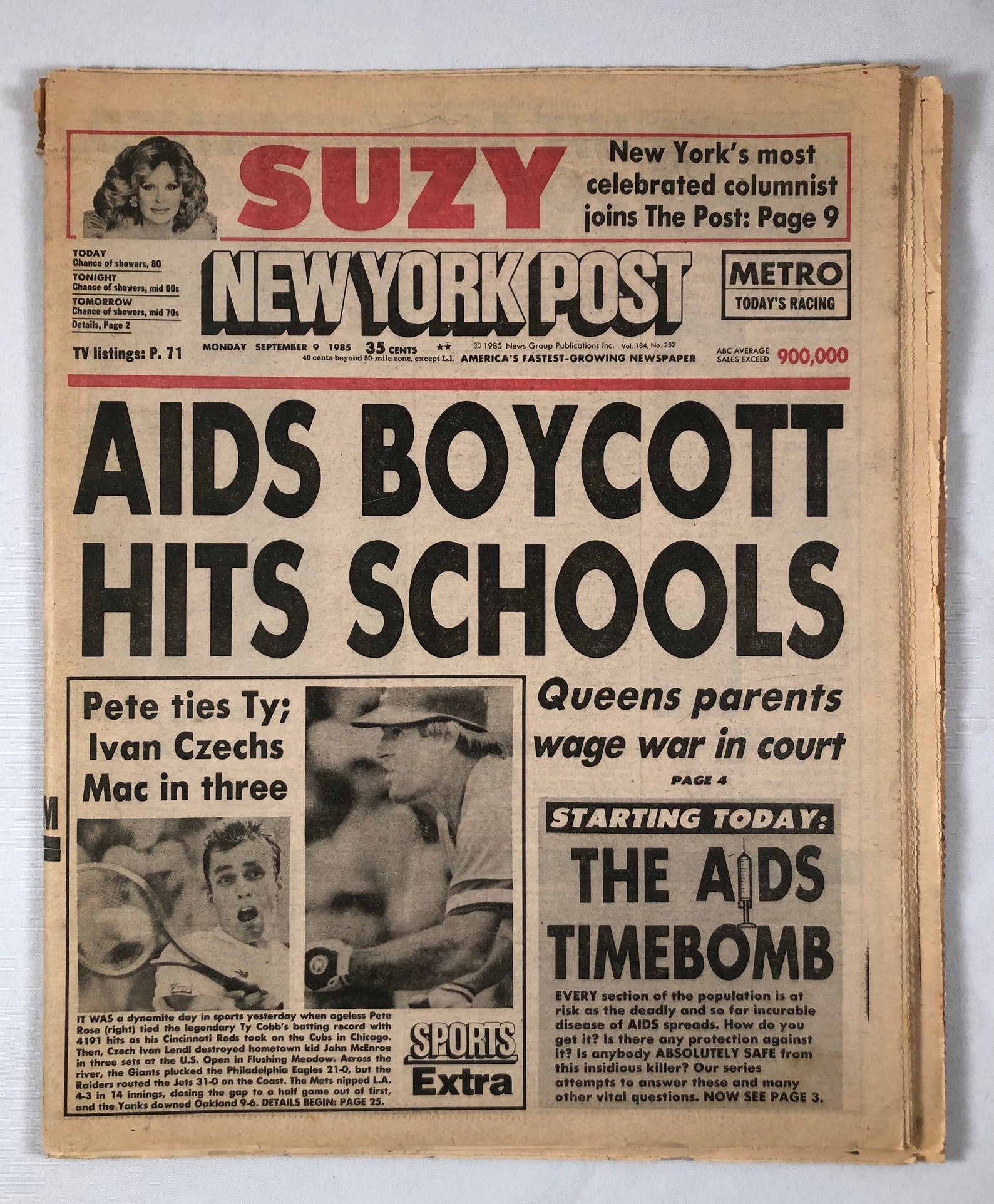 September 9 1985 New York Post Newspaper Aids Boycott Hits Schools ...