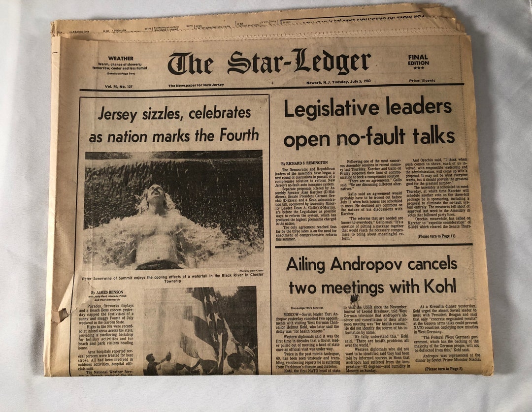 July 5 1983 the Star Ledger Newspaper Dave Righetti No Hitter Headlines ...