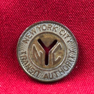1970 to 1980 NYC Large Y Subway Token Center Y Cut Out MTA NYCTA New ...