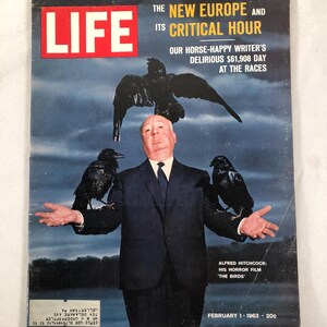 February 1 1963 Life Magazine Alfred Hitchcock on Cover Vintage Movie ...