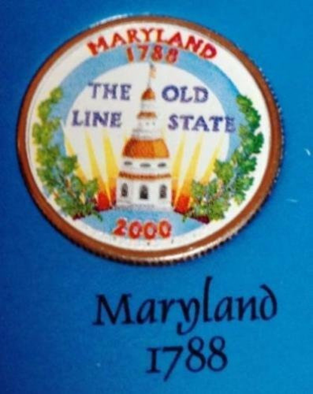 Colorized Maryland 2000-P State Quarter Philadelphia Mint Genuine US ...