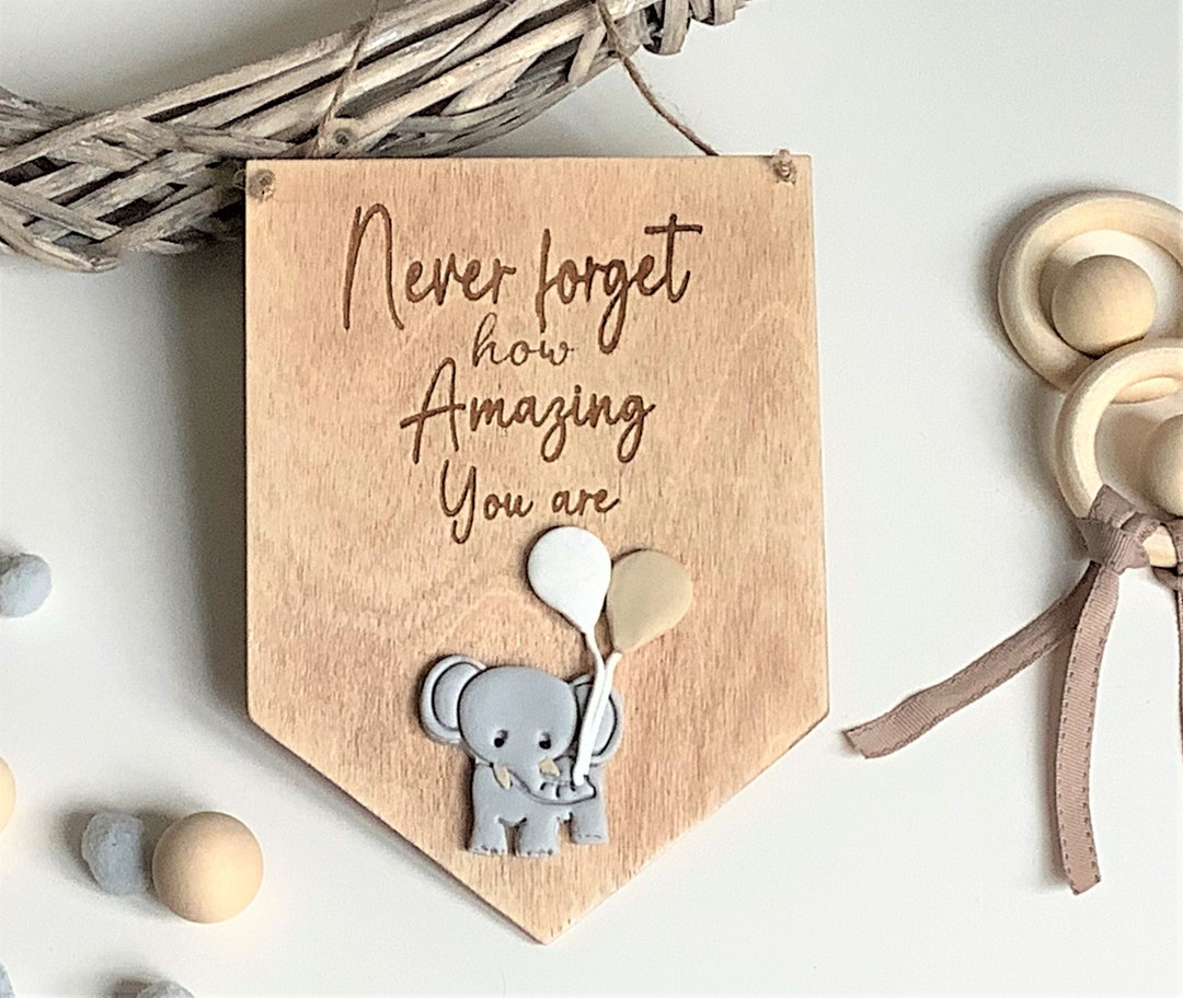 Elephant Nursery Decor, Wooden Nursery Decoration, New Baby Gift, Never ...