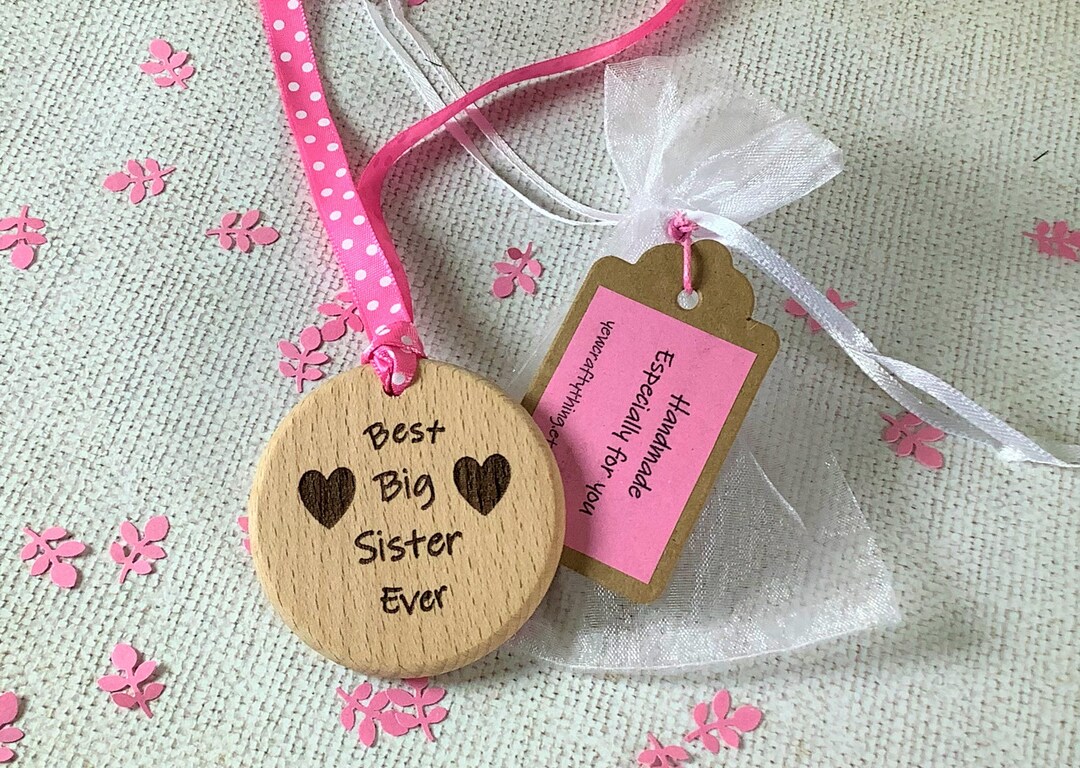 Best Big Sister Ever Personalised Gift, Solid Wood Keepsake, Big Sister ...