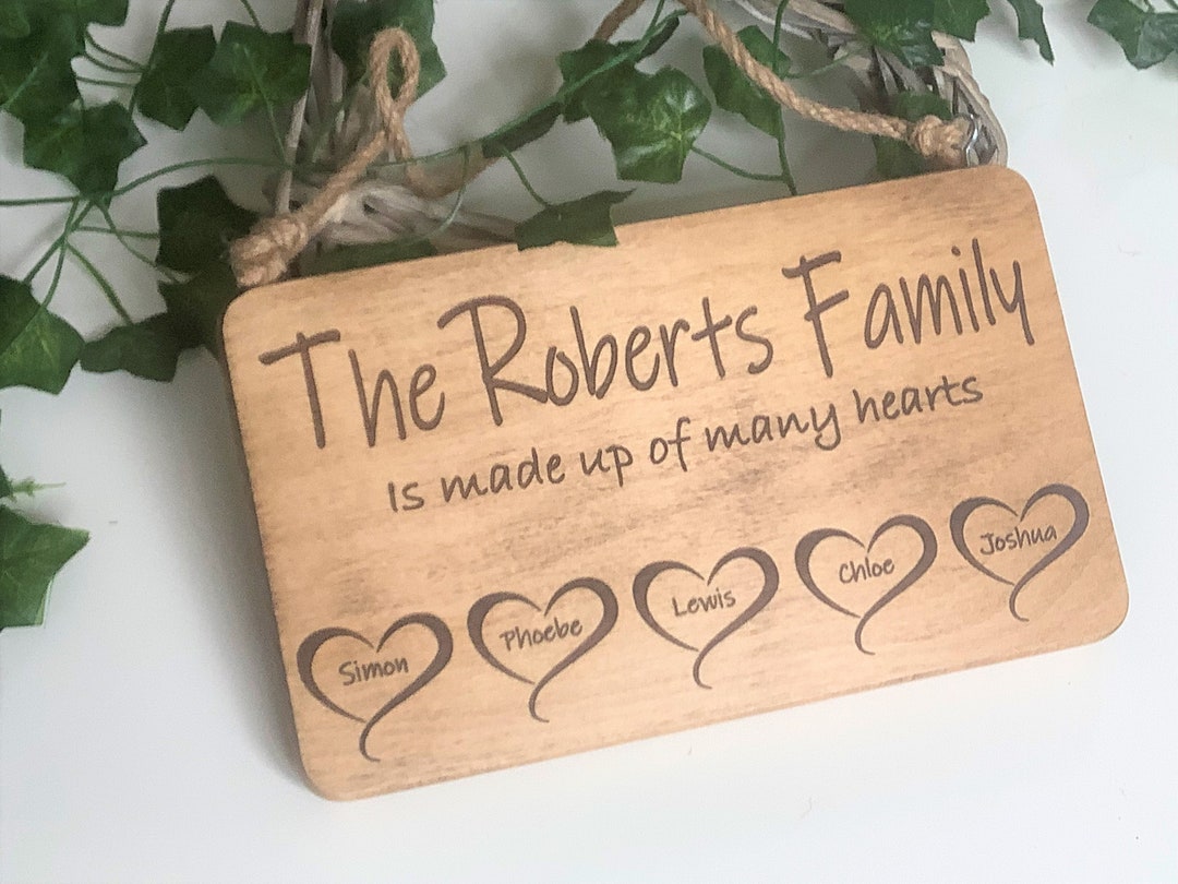 Personalised Family Sign, Family Plaque, Laser Engraved Solid, Chunky ...