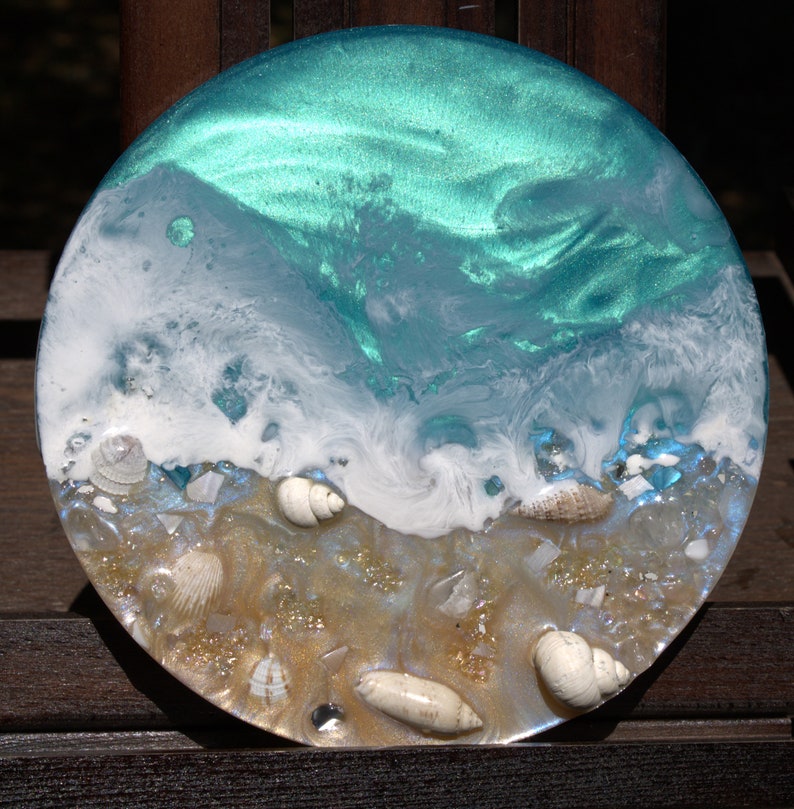 Original Resin Art/ NEW/ 2024/ Modern Art/ Ocean/ Waves/ Sea Shells ...