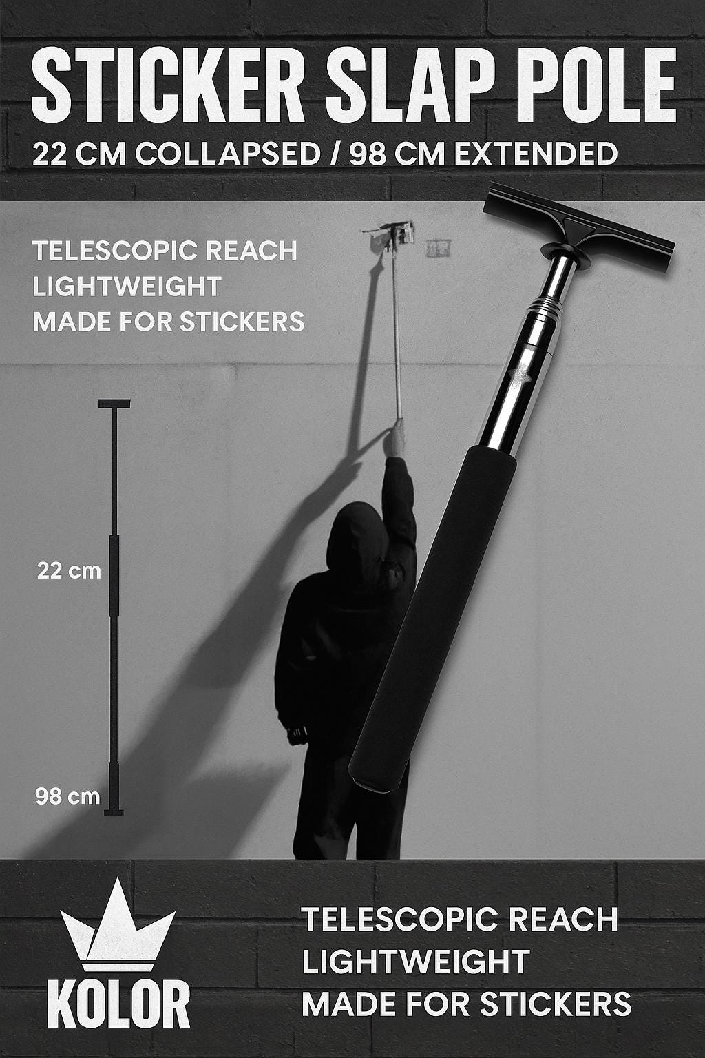 Telescopic Sticker Pole 22–98cm | Extendable Slap Applicator | High ...