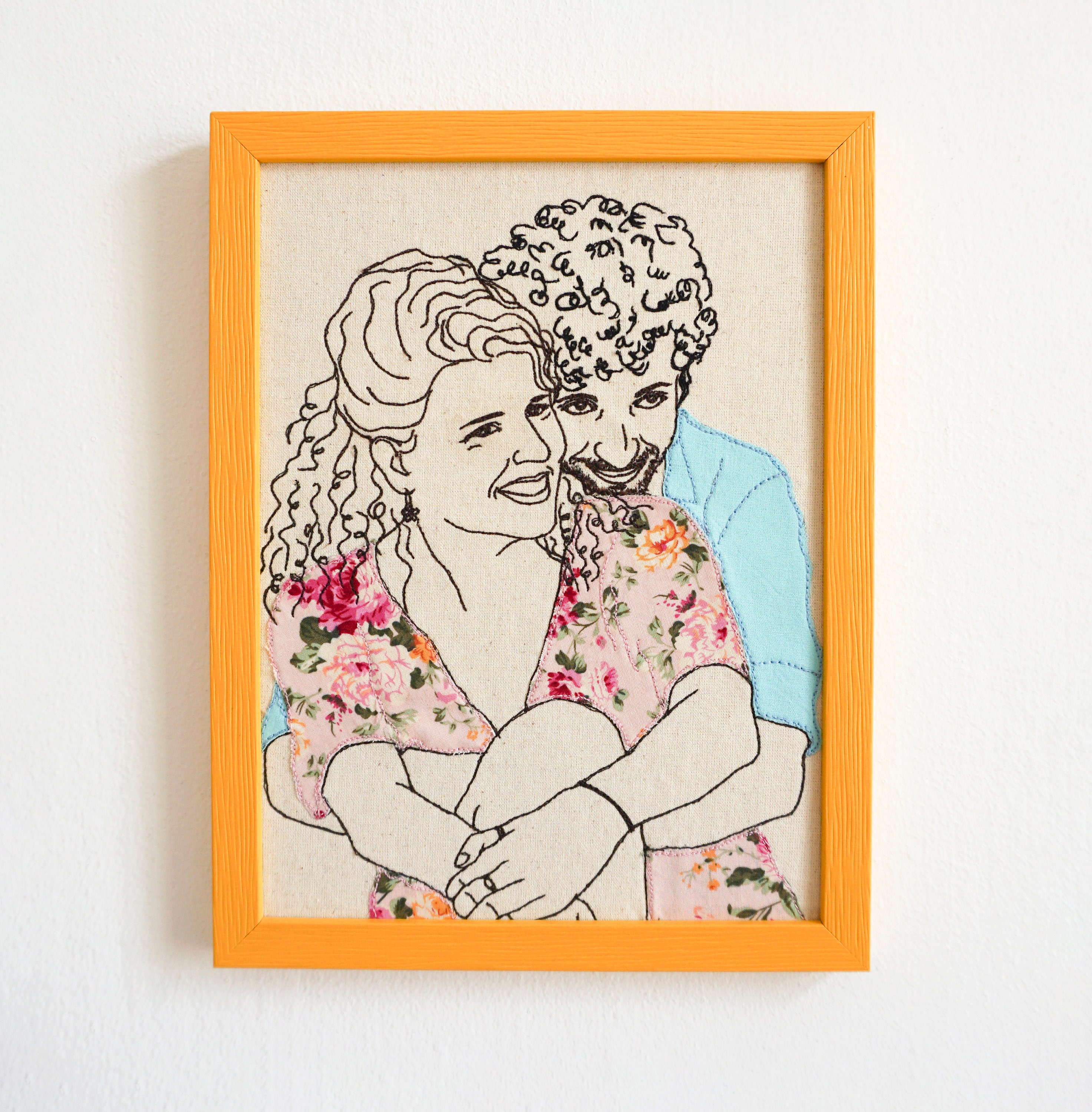 Couple Portrait, Custom Portrait Embroidery, Free Motion Embroidery ...