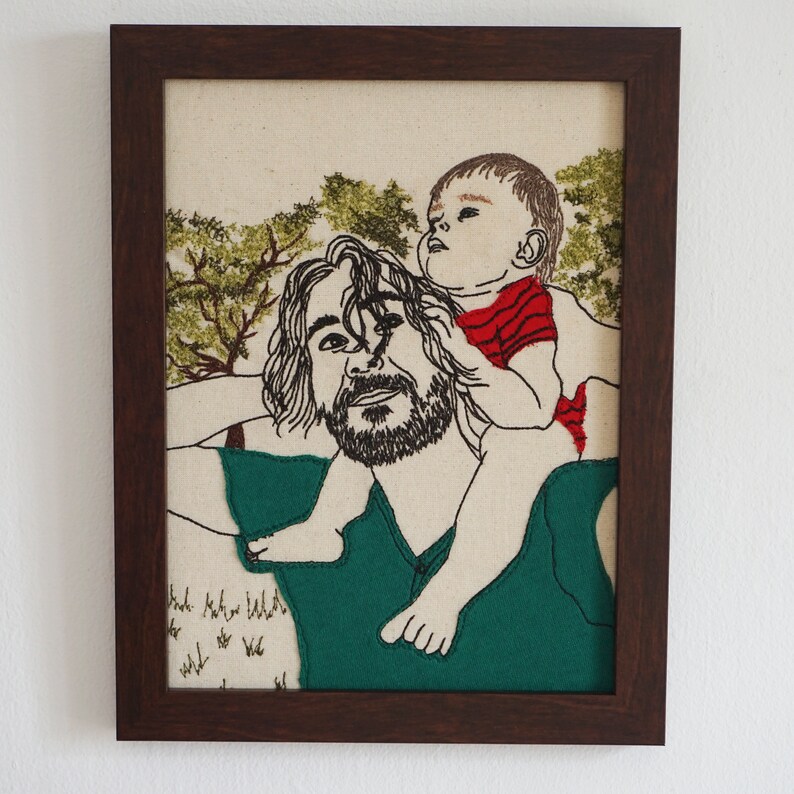 Couple Portrait, Custom Portrait Embroidery, Free Motion Embroidery ...