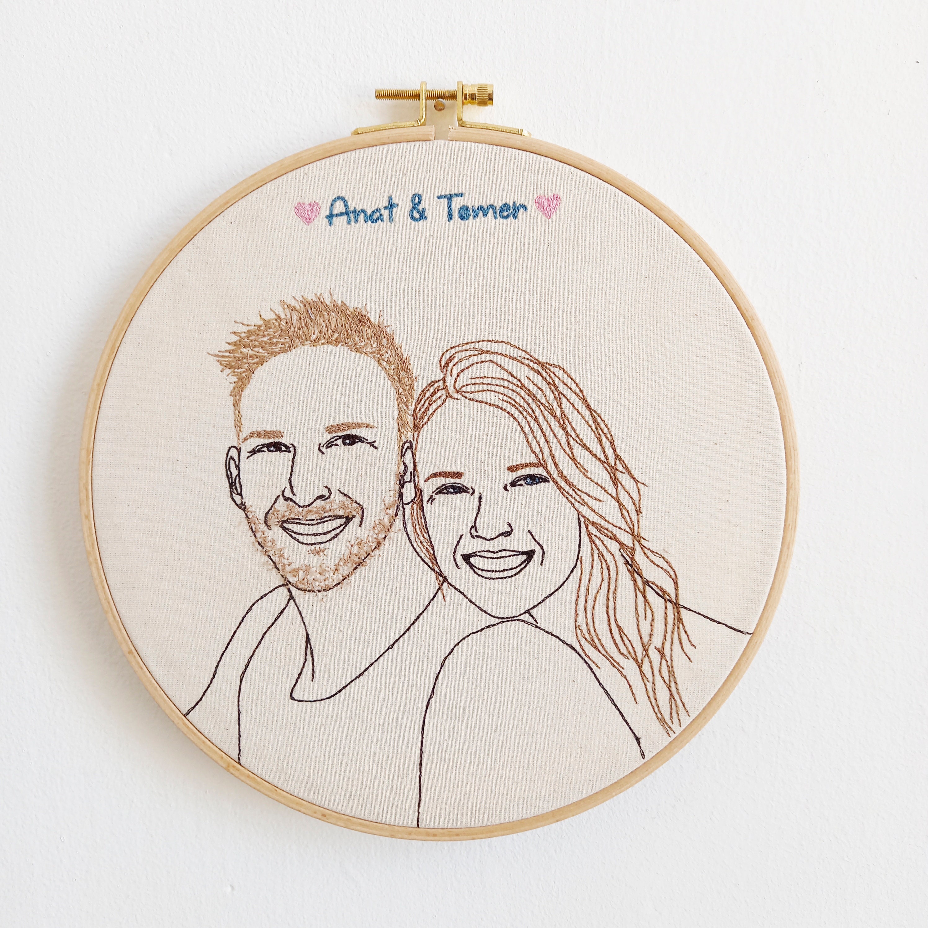 Couple Portrait, Custom Portrait Embroidery, Free Motion Embroidery ...