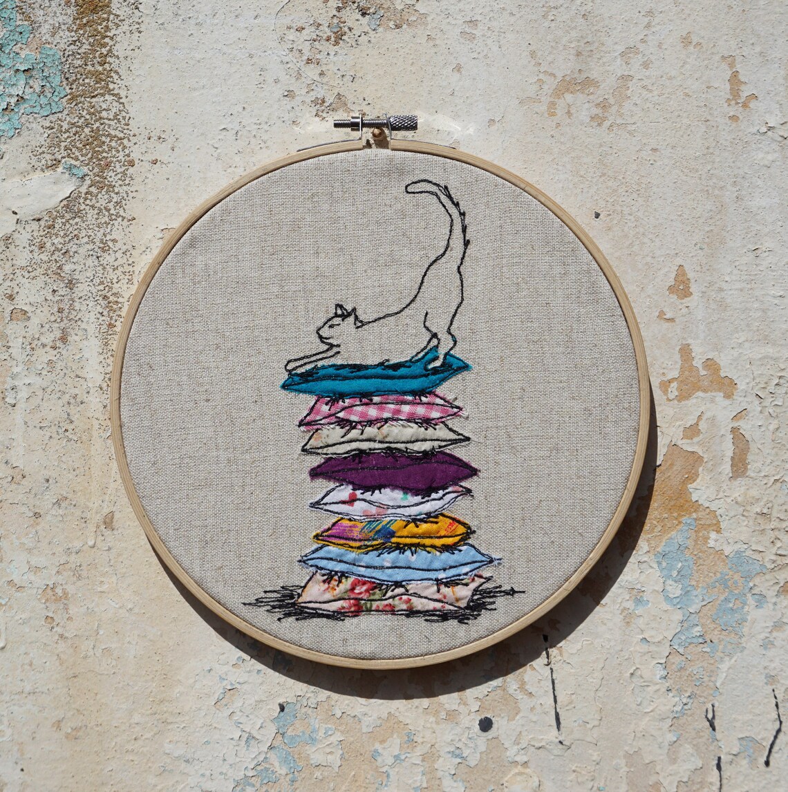 Cat Embroidery Cat Lover Décor Funny Cat Gifts Free Motion | Etsy