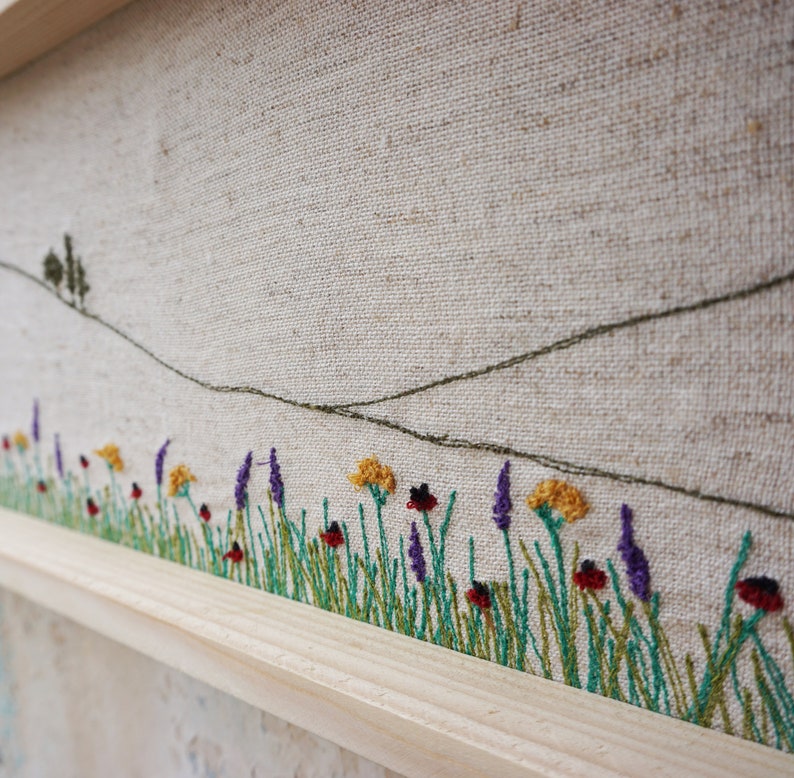 Wild Flowers Flower Landscape Nature Embroidery Landscape - Etsy