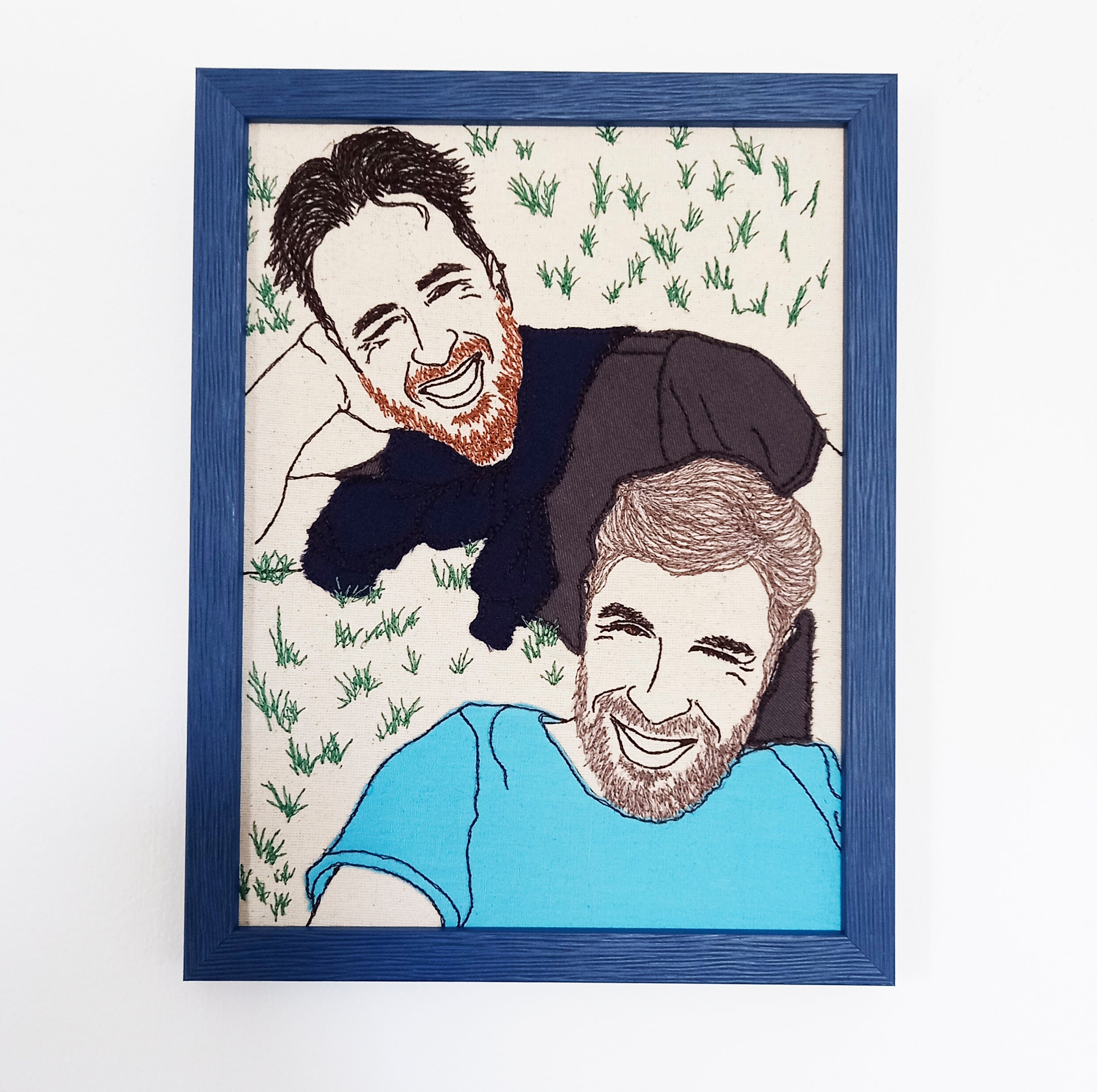 Couple Portrait, Custom Portrait Embroidery, Free Motion Embroidery ...