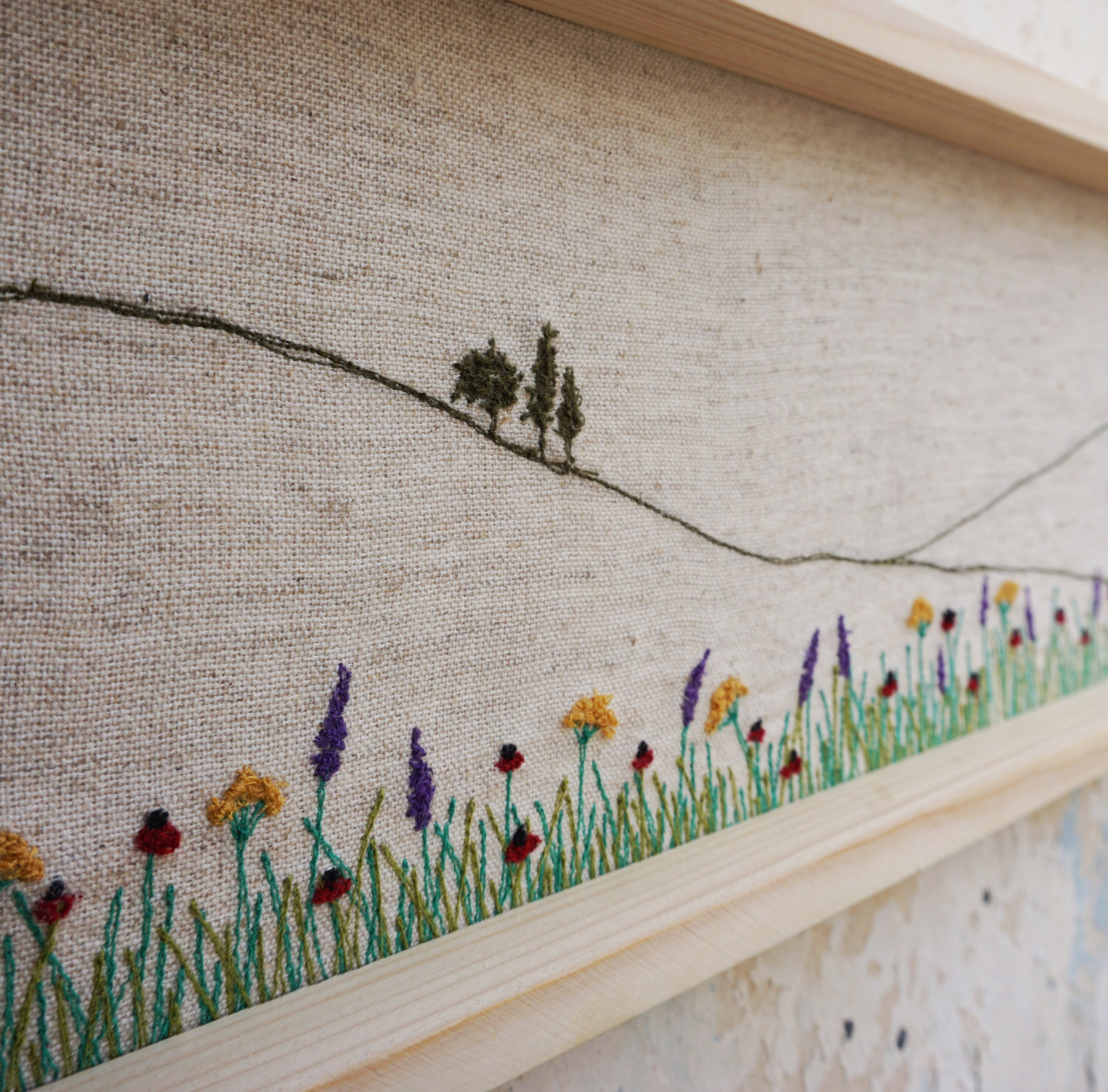 Wild flowers, flower landscape, nature embroidery, landscape embroidery ...