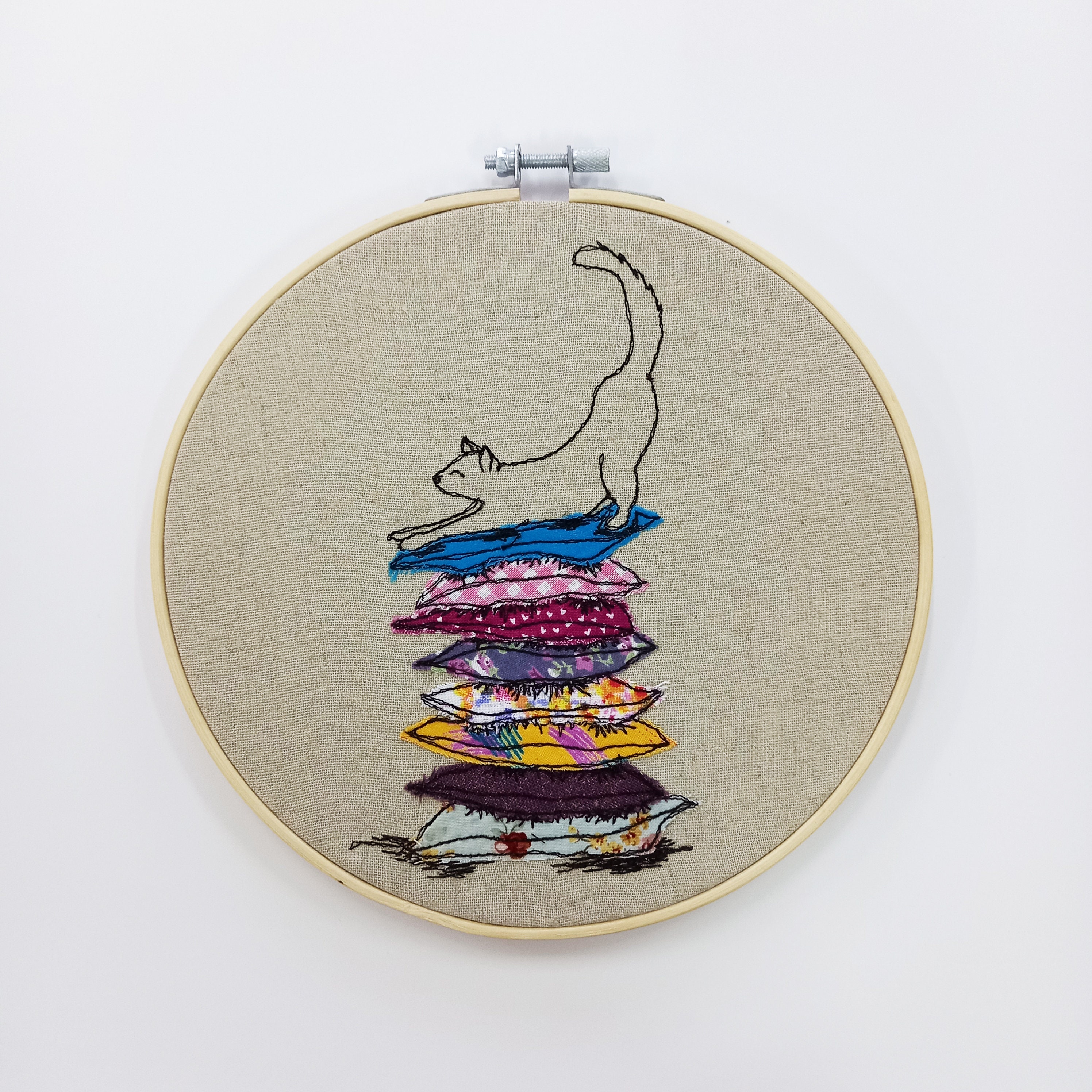 Cat Embroidery, Cat Lover Décor, Funny Cat Gifts, Free Motion ...