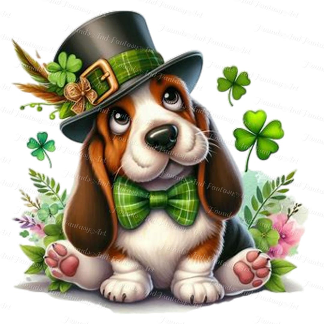Basset Hound Puppy St Patrick’s Day Digital Download Scrapbooking Craft ...