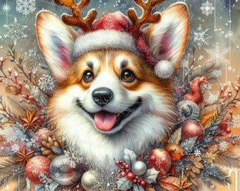 Watercolor Corgi Dog File , Corgi Christmas PNG, Corgi Dog With ...