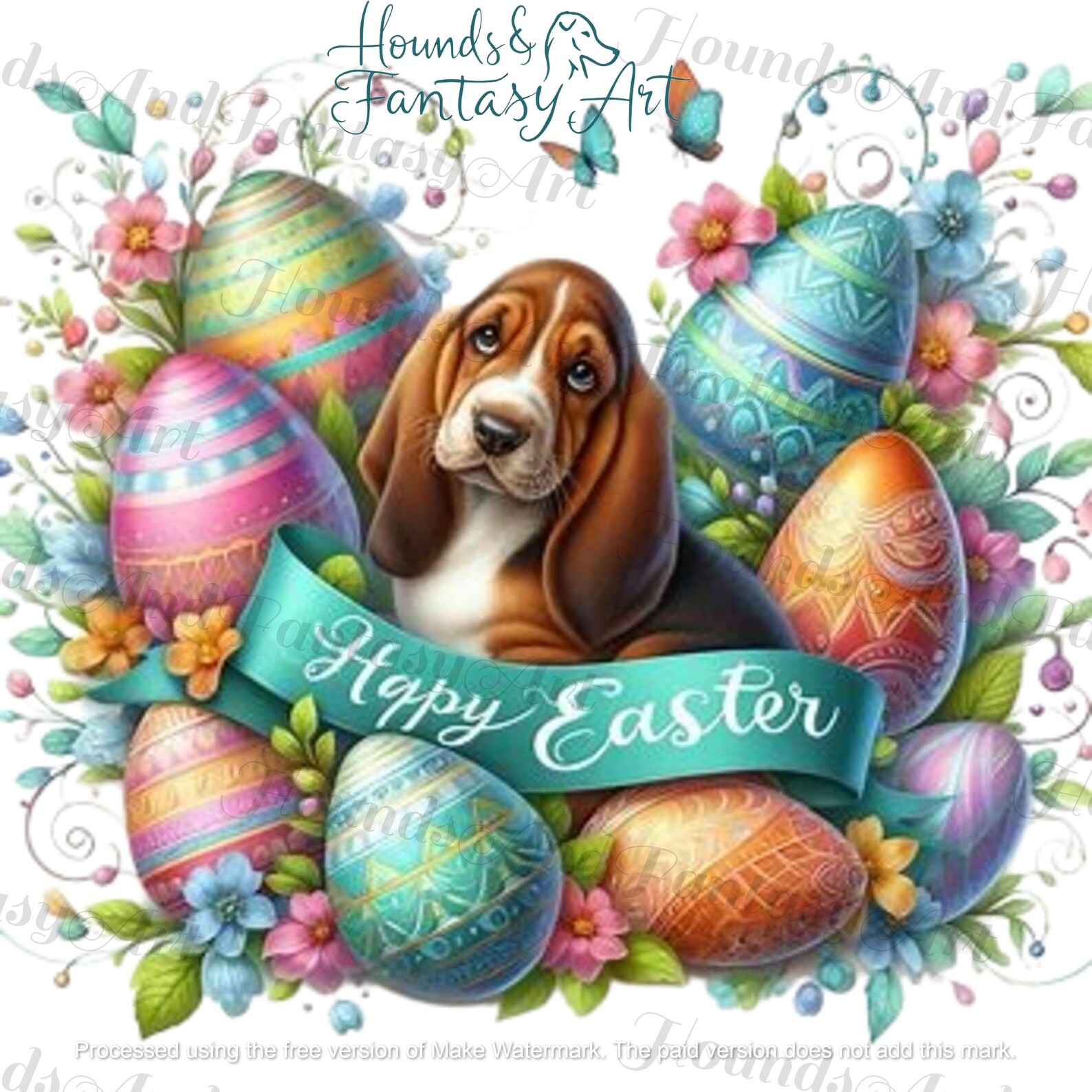 Easter Basset Hound Easter Egg 189 PNG Easter Giftcard Digital Easter ...